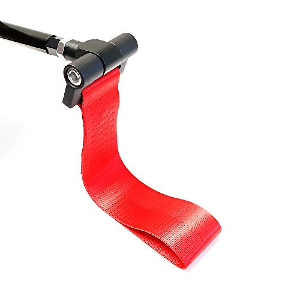 iJDMTOY Track Racing Style Red Tow Strap Compatible With BMW 1 3 5 Series X5 X6 & MINI Cooper (E36 E39 E46 E82 E90 E91 E92 E93 E70 E71 R50 R51 R52 R53 R55 R56 R57 R58 R59), Tow Hole Mount Nylon Loop