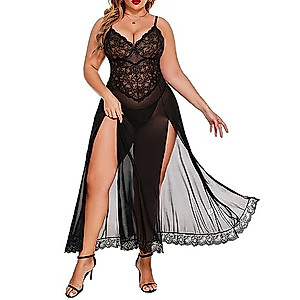 Avidlove Sexy Plus Size Lingerie for Women Sexy Mesh Teddy Valentine's Day Lingerie Black XX-Large