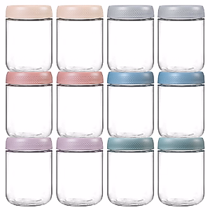 NETANY 12-pack 16oz Glass jars with Airtight Lids, Overnight Oats Containers with Lids, Wide mouth Mason Salad jars, Glass Food Storage Containers for Snacks Yogurt Spice Sugar