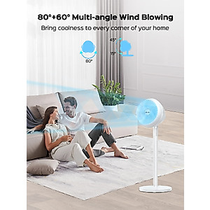 ZICOOLER Pedestal Fan for Bedroom, 28dB Ultra Quiet Standing Fan for Home Bedroom, 80°+60° Oscillating Floor Fans with 3 Speeds, Portable Stand Fan Desk Fan 2-in-1 Air Circulator Fan
