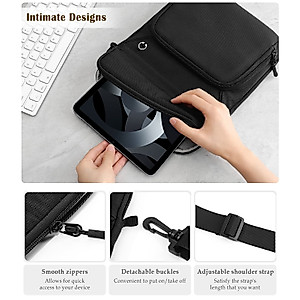 Dadanism 9-11" Tablet Sleeve Bag for iPad Air 5/4 10.9, iPad Air 11" 2024, iPad 9/8/7th 10.2, iPad 10th Gen 10.9, iPad Pro 11 M4 M2 2024-2018, Galaxy Tab A9+ S9 FE A8, with Shoulder Strap, Black