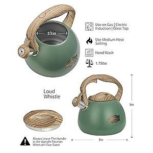 POLIVIAR Tea Kettle, 2.7 Quart Stovetop Tea Kettle, Audible Whistling Teapot, Food Grade Stainless Steel for Anti-Rust, Anti Hot Handle, Suitable for All Heat Sources (JX2022-MN30)