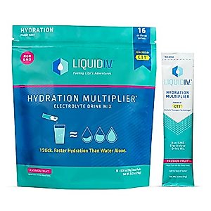 Liquid I.V. Hydration Multiplier - Passion Fruit - Hydration Powder Packets | Electrolyte Drink Mix | Easy Open Single-Serving Stick | Non-GMO | 16 Sticks