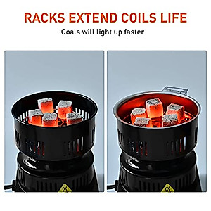 Electric Stove Coconut Charcoal Starter - ETL Approved Hot Plate Durable Faster Coal Burner 120V~600W with Detachable Handle Stainless Steel Grill & Rack Smart Heat Control Long Cable for BBQ Kitchen