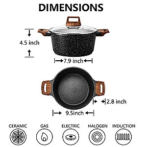 ESLITE LIFE Nonstick Stock Pot with Lid, 5 Quart Granite Coating Large Soup Pot Casserole Dish Cookware, Compatible with All Stovetops (Gas, Electric & Induction), PFOA Free