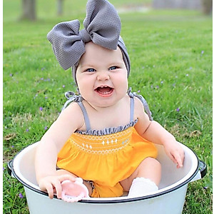 KIDOCHEESE Big Bows Nylon Headbands with Oversized Head Wraps and Hair Accessories for Newborns, Infants, Toddlers, and Girls