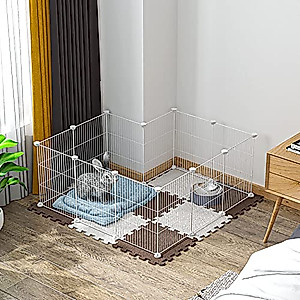 GIMTRR Pet Playpen, White Puppy Fence Portable Small Animals Cage, DIY Wire Dog Playpen Metal Yard Fence for Guinea Pig, Rabbit, Hamster, Kitten, Turtle, Hedgehog, Indoor Outdoor