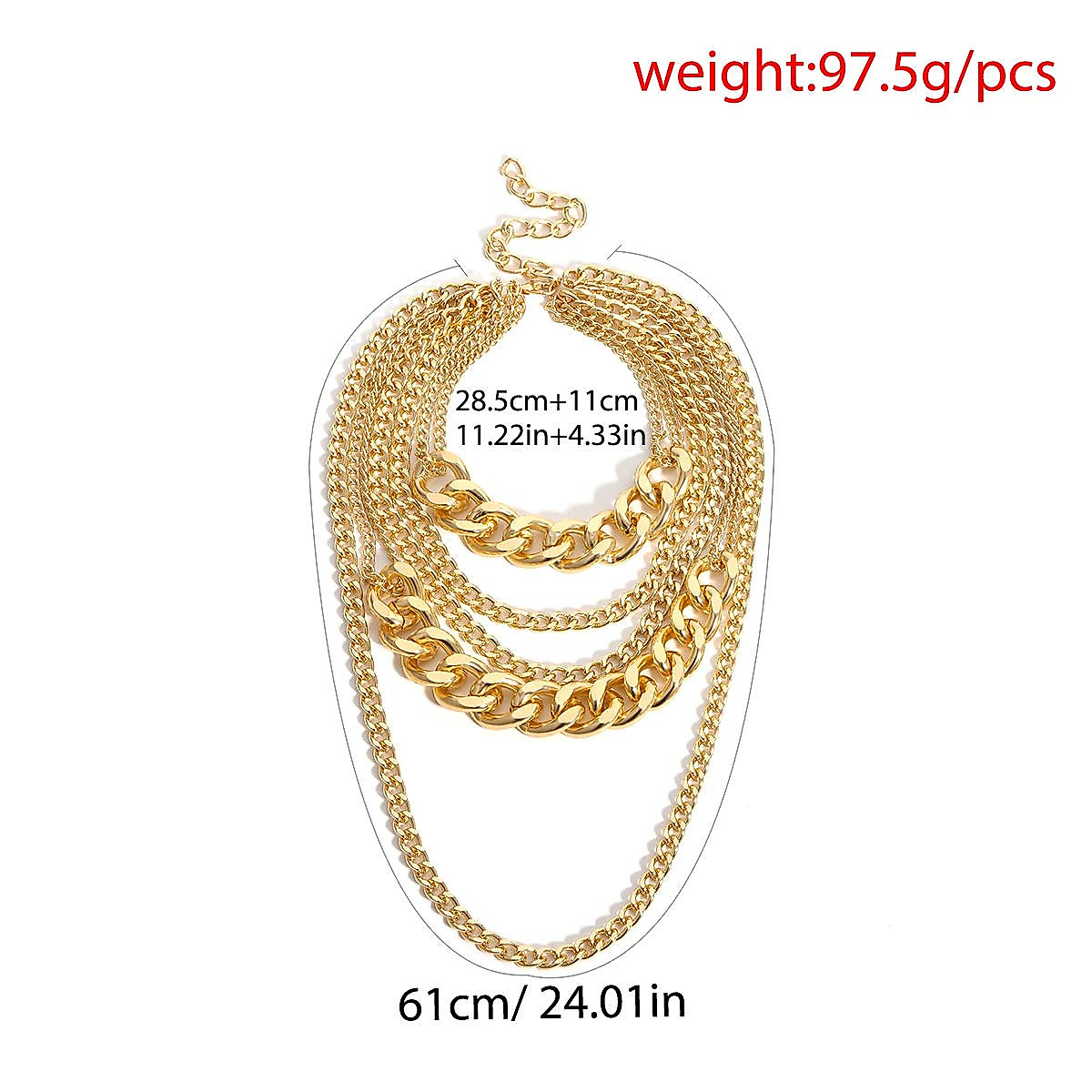 CSIYANJRY99 Chunky Gold Necklaces for Women Multilayer Punk 80s Hip Hop Necklace Layered Cuban Link Chain Statement Necklace 90s Freaknik Outfit Accessories for Women (Gold)