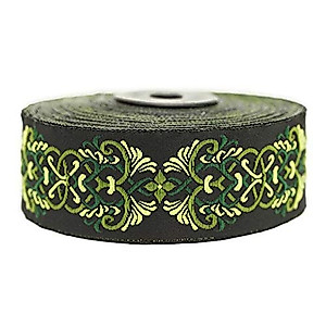 11 Yard Soool 1.37 inches WideCeltic Knot Green Jacquard Ribbons Ribbon Trim Jacquard Trim Craft Supplies Collar Supply Trim 35976