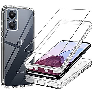 YJROP OnePlus Nord N20 5G Case: Crystal Clear Full-Body Rugged Hybrid Bumper with Tempered Glass Screen Protector