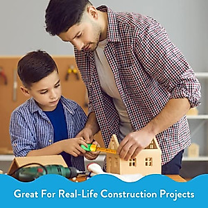 Handy Famm Kids 8 Ft Retractable Bird Measuring Tape - Level, Angle Finder, Easy Grip Latch & Durable Carrying Clasp - Cute Boys & Girls DIY STEM Learning Construction Project Measurement Tool, Green