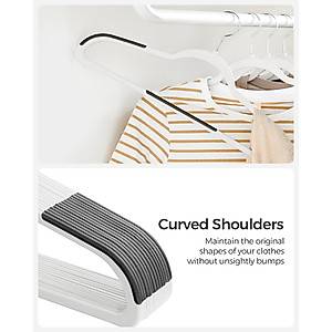 SONGMICS Clothes Hangers, Pack of 30 Plastic Coat Hangers, Space-Saving, Cloud White and Dark Gray UCRP050W03