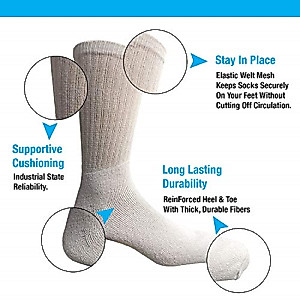SOCKS'NBULK 60 Pairs Mens Wholesale Bulk Sports Crew Socks, Athletic Socks Case Pack Options (10-13, White)