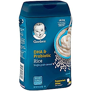 Gerber DHA and Probiotic Single-Grain Rice Baby Cereal, 8 Ounce (Pack - 1)