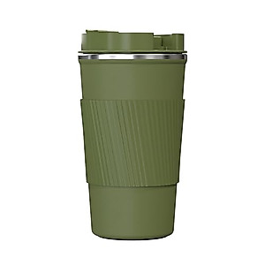 OUTDOORS PROFESSIONAL OUTD9454 Stainless Steel Double-Walled Vacuum-Insulated Coffee Cup with Spillproof Lid (17.2 Oz.; Olive Green)