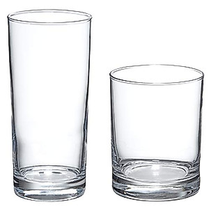Amazon Basics Admiral 16-Piece Old Fashioned and Coolers Glass Drinkware Set