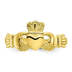 Solid 10k Yellow Gold Ladies Irish Claddagh Celtic Ring Band Size 5.5