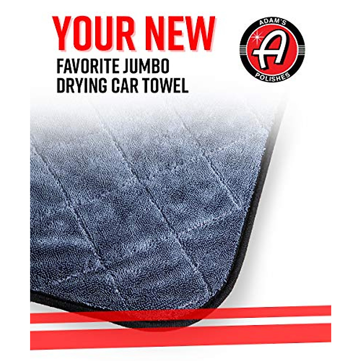 Adam's Jumbo Plush Drying Towel 33 x 29 inches 1500 GSM - The Most Absorbent Microfiber Drying Towel You Have Ever Used (1 Pack)