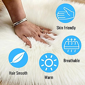 NINGDAN 2Pcs 12 inches Mini Faux Fur Sheepskin Rugs,Fluffy Living Room Carpet Mini Small Size,for Photographing Background of Jewellery,Locker Accessories for Girls,Locker Rug (White and Pink)