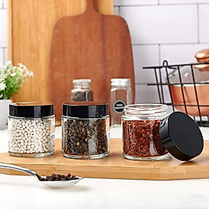 4oz Glass Jars With Lids 24Pcs, Small Clear Canning Jars with Black Lids, Mini Round Canning Jars Wide Mouth for Empty Cosmetic Containers for Creams, Beauty Products, Cosmetic, Lotion, and Ointments