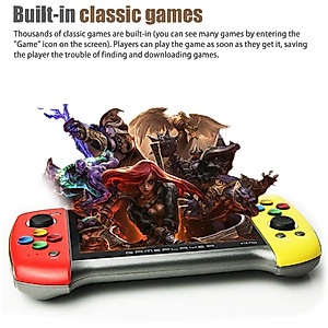 CZT New 5.1-inch Handheld Game Console Built-in 9100 Games Multiple simulators Game can be archived mp3/mp4 DV/DC E-Book Recorder Rechargeable Lithium Battery (Yellowred)