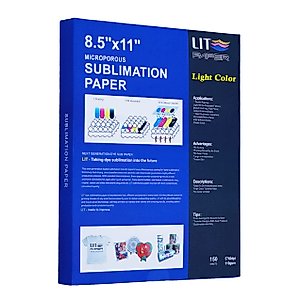 LIT Sublimation Paper 8.5x11 Inch, 150 Sheets 110gsm Heat Press Transfer Paper - For Epson Sawgrass Ricoh HP Inkjet Sublimation Printers With Sublimation Ink For Blank Sheets Mugs Tumblers T-shirts