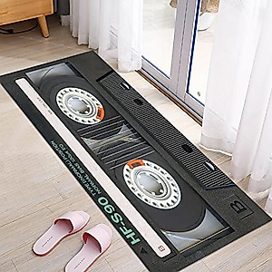 GUBIYU Music Record Black Area Rug Runner Music Carpet for Bedroom Living Room Classroom Study Playing Non-Slip Floor Mat Carpet Cool Rug Music Room Decor for Men Home Decor Rugs 23.6x59 Inches