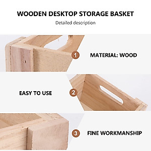 GANAZONO Wood Nesting Storage Crates with Handle Rustic Decorative Wood Crates Farmhouse Basket Distressed Storage Container Bin for Desk Sundries Display Decoration Medium