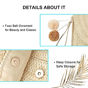 FARVALUE Women's Straw Shoulder Crossbody Bag Summer Woven Purse Beach Straw Envelope Clutch Wallet for Women