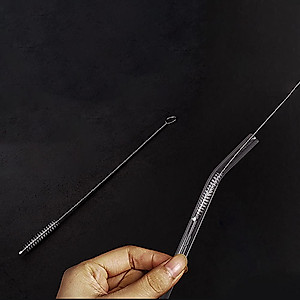 SOOMILE Reusable Glass Straws Set, Pack of 4 Clear Glass Straws With Cleaning Brush (2bent2straight)