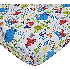 Sesame Street Polyester Fitted Crib Sheet