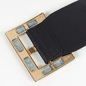 Feluz Women Wide Belt Stretch Elastic Band Wrap Cinch Retro High Waist Metal Buckle Plus Size Dress Belt