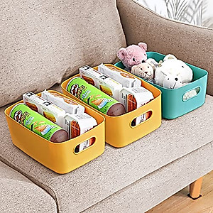 Plastic Storage Baskets 8 Pack, Small Pantry Baskets for Organizing, Organizer Basket Bins for Shelves, Organizer and Storage for Bathroom, Bedrooms, Kitchens (Colour Medium)