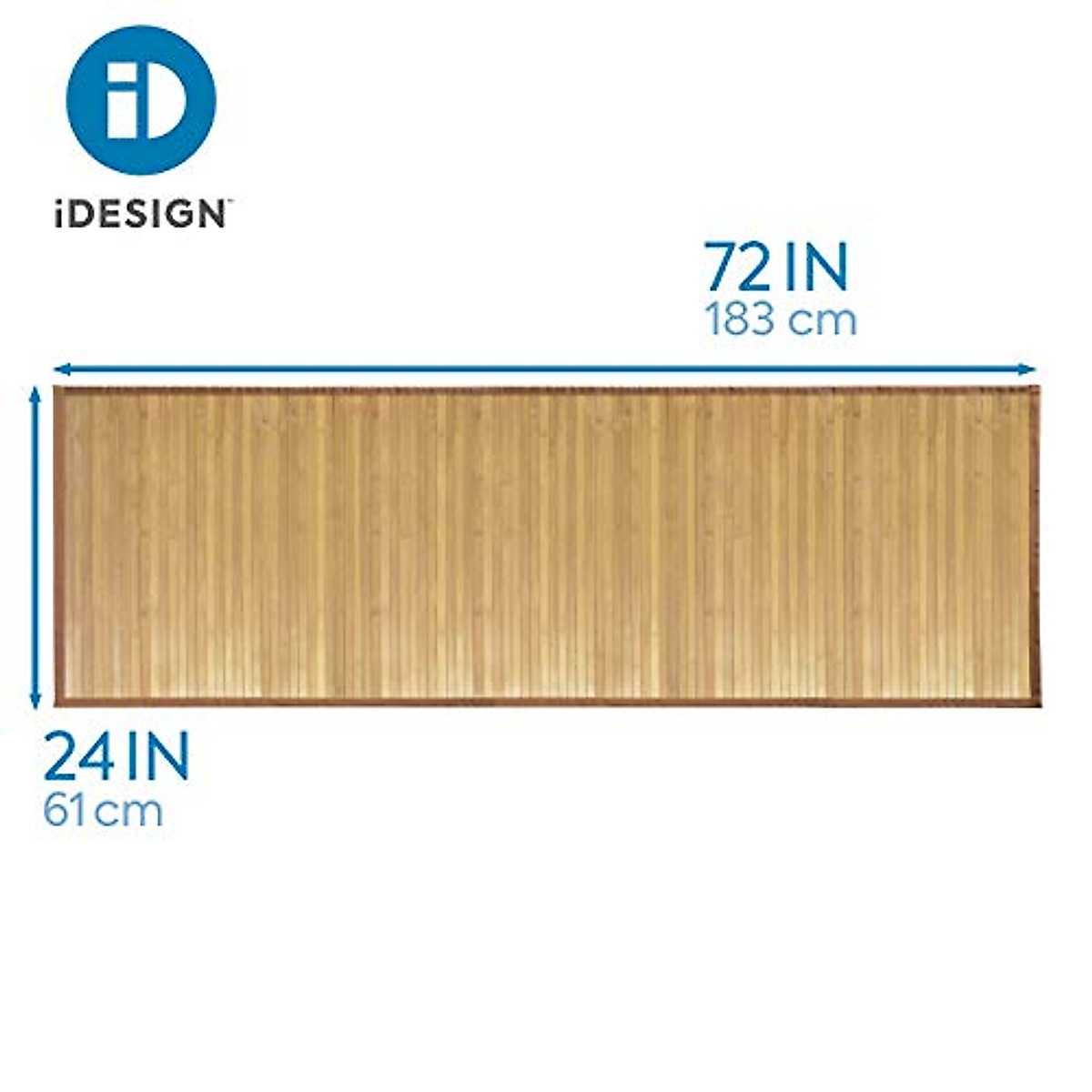 iDesign Bamboo Non-Skid Water-Resistant Floor Mat, The Formbu Collection – 24" x 72”, Natural Tan