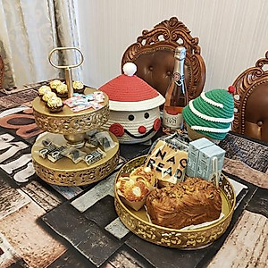 Double-Sided Gold 3 Tiered Decorative Tray, Serving Tray, Cake Stand, Farmhouse Decor, Party Decorations for Celebration, Holiday, Gift