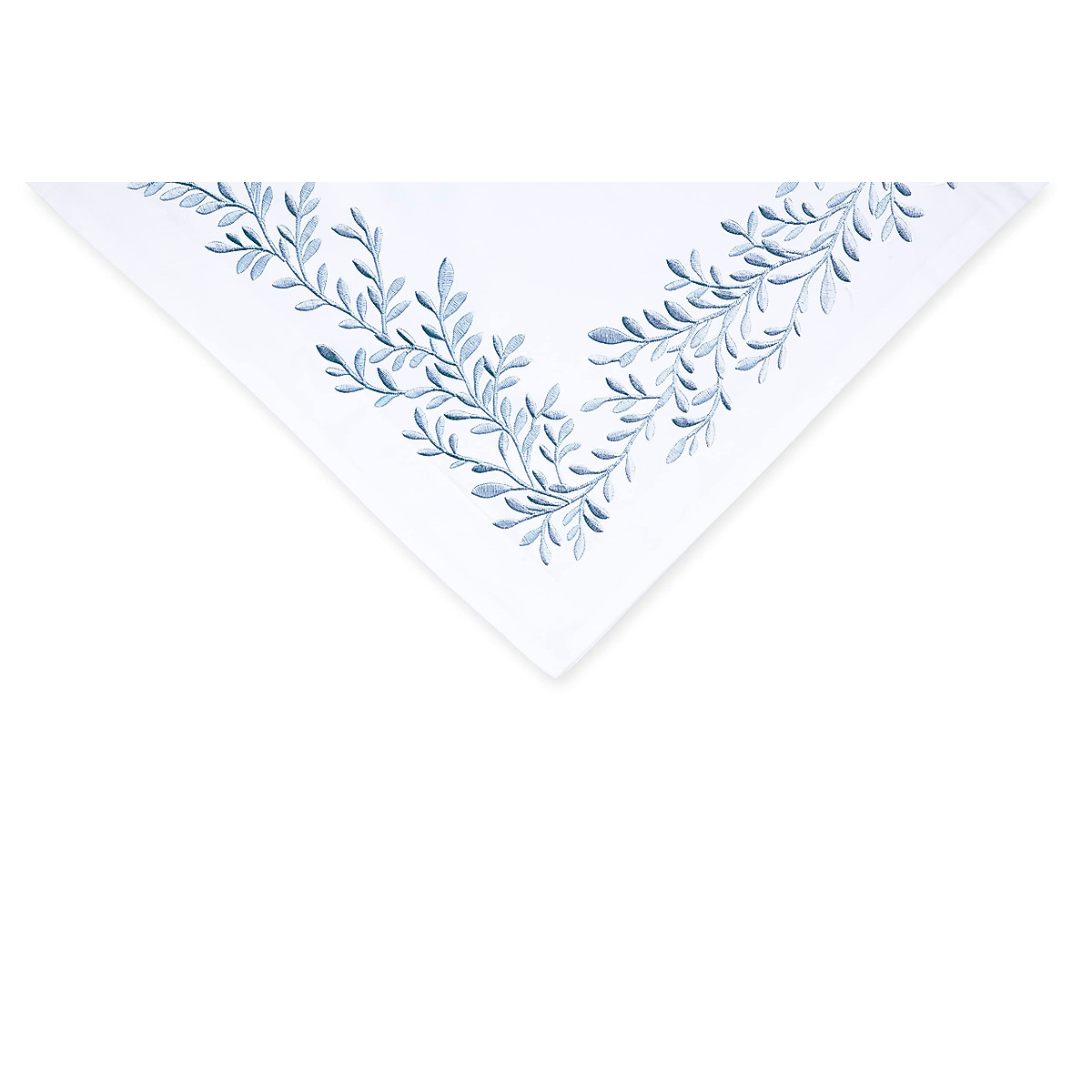 Melange Home Floral Embroidered Duvet Set Full and Queen Size White Sheet Set 600 Thread Count 100% Sateen Cotton Luxury Hotel Bedsheet - Oeko Tex Certified Deep Pocket - Blue Embroidered Piping