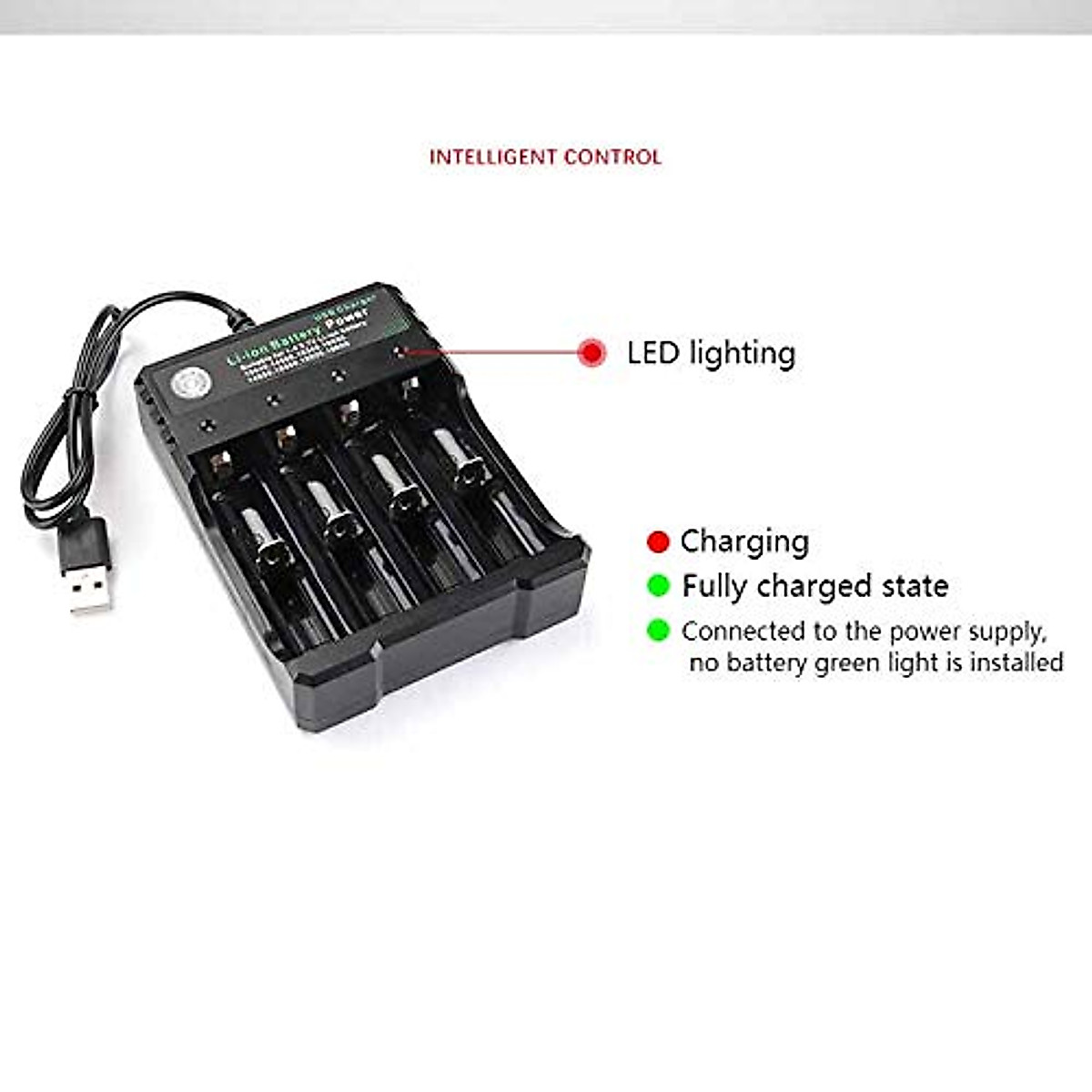 AKDSteel 3.7V 18650 Charger Li-ion Battery USB Independent Charging Portable 18350 16340 14500 Battery Charger Speedy Universal Battery Charger for Li-ion Four Slots