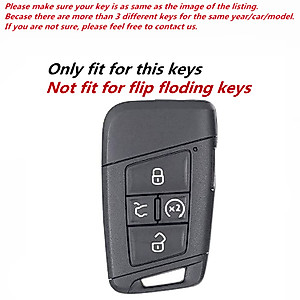 MJKEYAuto Black Leather 4 Buttons Smart Remote Key Fob Cover Chain Case for Volkswagen Tiguan Atlas Jetta Passat Golf Alltrack 2018 2019 2020 2021 2022