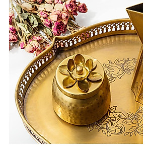 GENIGW Brass Storage Jar Living Room TV Cabinet Cover Candy Jars Palace Relief Grain Dispenser Ornaments