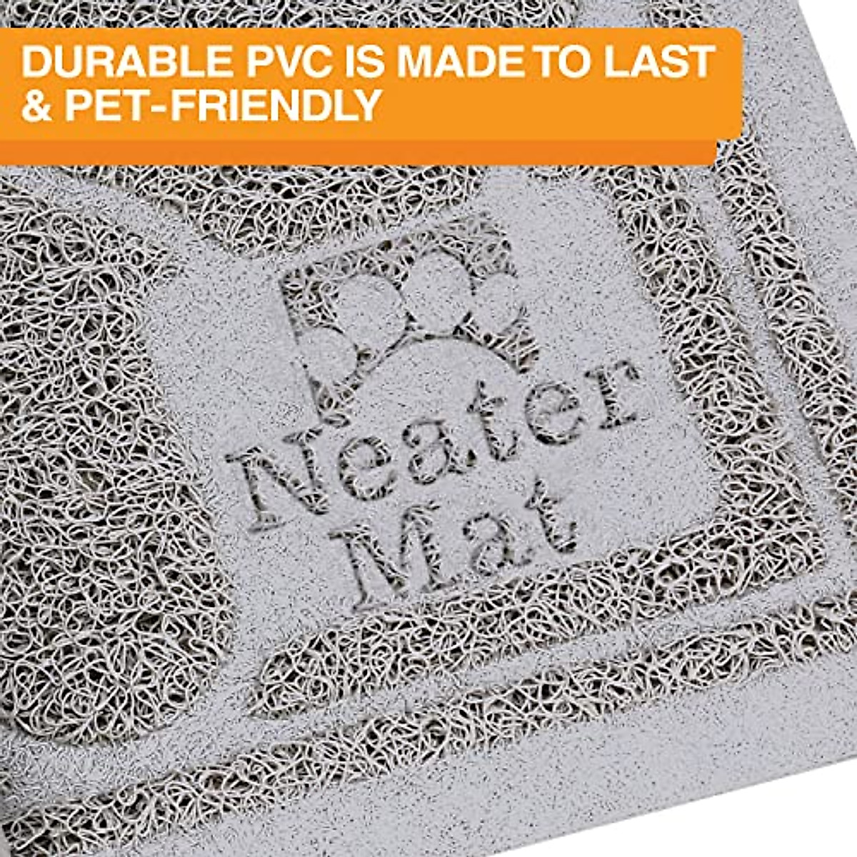 Neater Pets Neater Mat Litter Trapping Mat, Thick & Durable Material Catches Mess from Kitty Litter Box to Protect Floors, Soft on Cats Paws, Anti-Skid Backing, Easy to Clean, Grey, 20" x 30"
