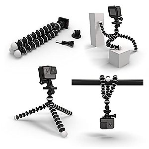 Digicharge 10‘’ Octopus Flexible Tripod Camera + Action Cam Mount Stand, Compatible with GoPro Hero11 Hero10 Max Hero 11 Mini 10 9 8 7 Fusion Akaso Brave Apeman Fitfort Davola Dragon Touch Jeemak Cam