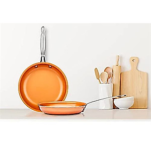 Artbros Frying Pan Set, Nonstick Skillet Pan Induction Aluminum Copper Pan with Ceramic Coating and Stainless Steel Handle - 8", 10" and 12"