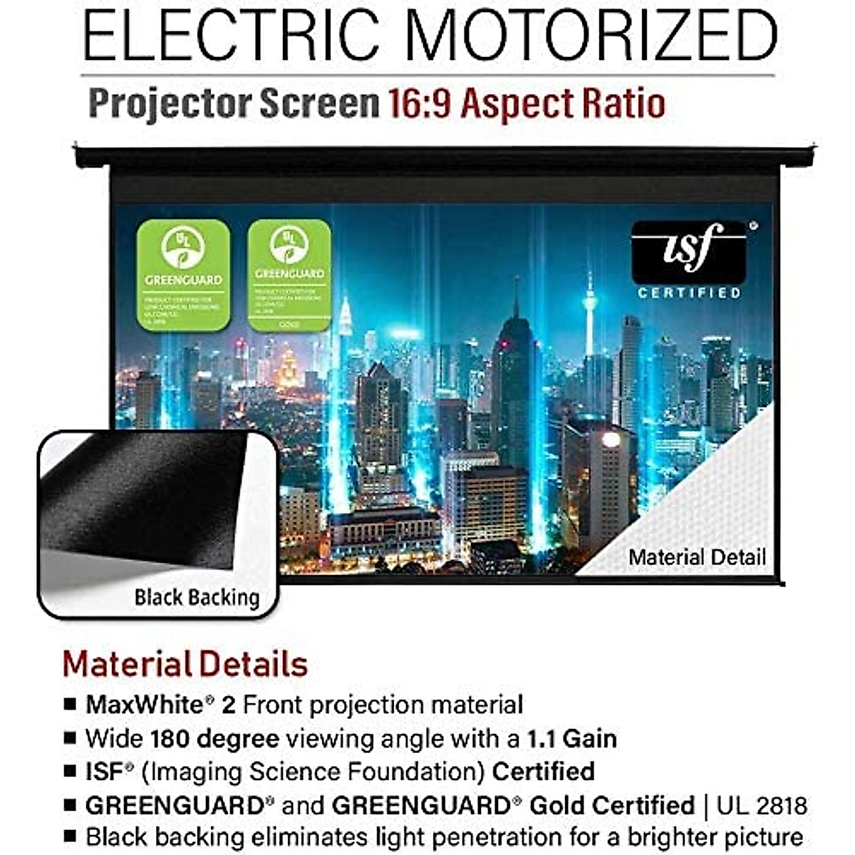 Akia Screens 125 inch Motorized Electric Remote Controlled Drop Down Projector Screen 16:9 8K 4K HD 3D Retractable Ceiling Wall Mount Black Projection Screen Office Home Theater Movie AK-MOTORIZE125H