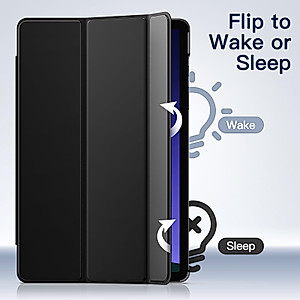 JETech Case for Samsung Galaxy Tab S9 11-Inch, Translucent Back Tri-Fold Stand Protective Tablet Cover, Support S Pen Charging, Auto Wake/Sleep (Black)