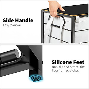 Laundry Hamper with Lid 2 Section, Double Laundry Basket Separation Organizer with Cover, Dirty Clothes Hamper, Large Capacity Iron-Made Laundry Sorter Laundry Room Organization