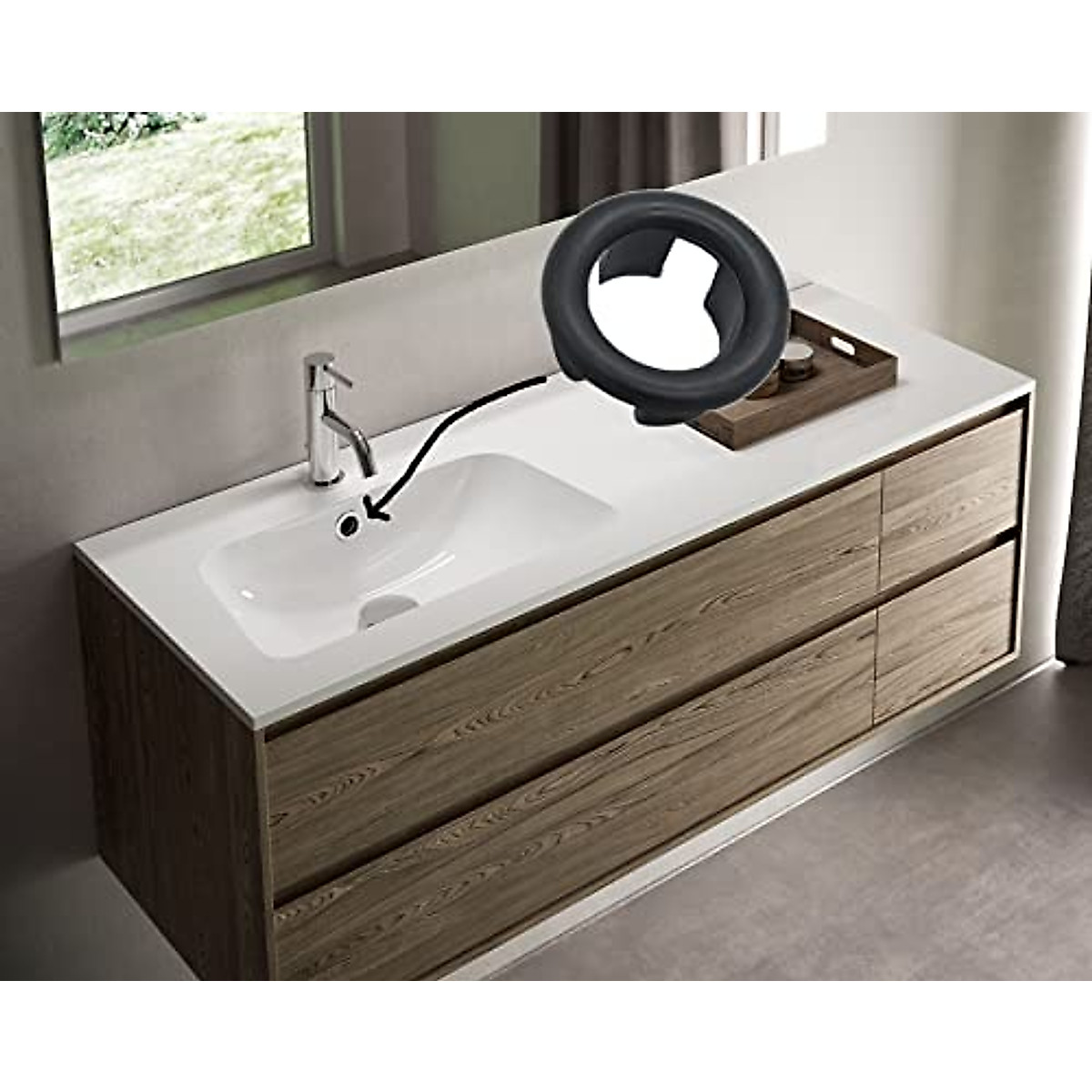 4 Pack Bathroom Basin Sink Round Hole Trim Overflow Cover Rings Hole Insert in Cap Hollow Ring Triangle for Hole Diameter Replacement Ceramic Pots for Home,Sink,Bathroom,Kitchen (Black)