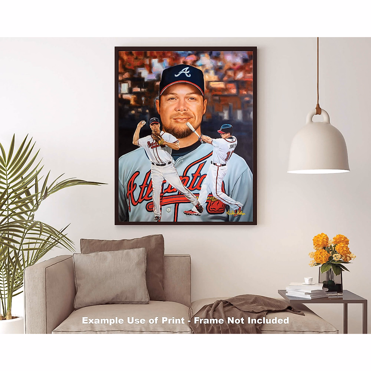 Atlanta Braves 3rd Base Chipper Jones MLB Baseball Player HOF Hall of Fame Art Print 1AM3 on 30x40 Stretched Gallery Wrap Canvas Frame