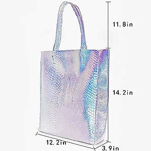 Goodbag Boutique Hologram Tote Bag Laser Snakeskin PU Shoulder Bag Large Capacity Fashion Holographic Handbag