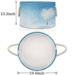 Valentine's Day Heart Pattern (4) Large Round Baskets for Storage Laundry Baskets with Handles Blanket Storage Basket for Bathroom Shelves Bins for Organizing Nursery Hamper Girl Boy