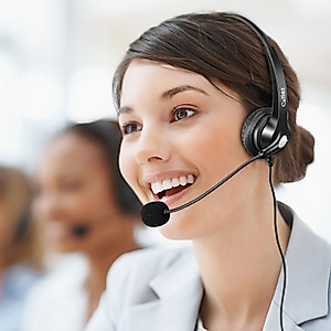 Callez Phone Headset with Noise Cancelling Microphone and Volume Control, Office 2.5mm Telephone Headsets Compatible with Panasonic AT&T ML17929 Vtech Uniden Cisco Grandstream Cordless Phones